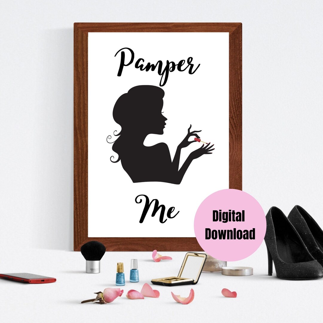 Black Silhouette Pamper Me Wall Art - Etsy