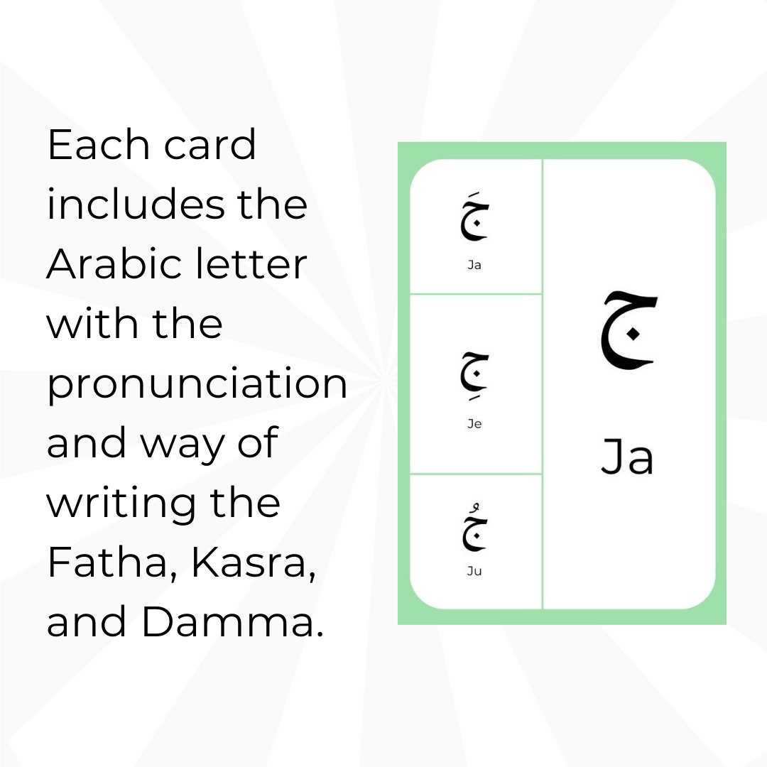 Arabic Alphabet With Harakat Flashcards, Arabic Alphabet, Arabic ...