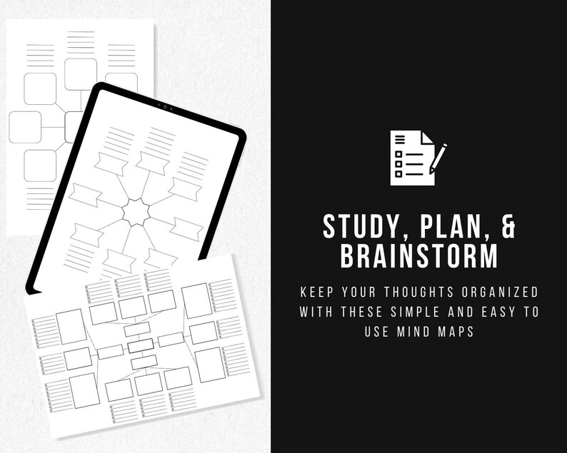 Mind Map Planner Template, Brainstorm Ideas, Action Plan, Idea Map ...