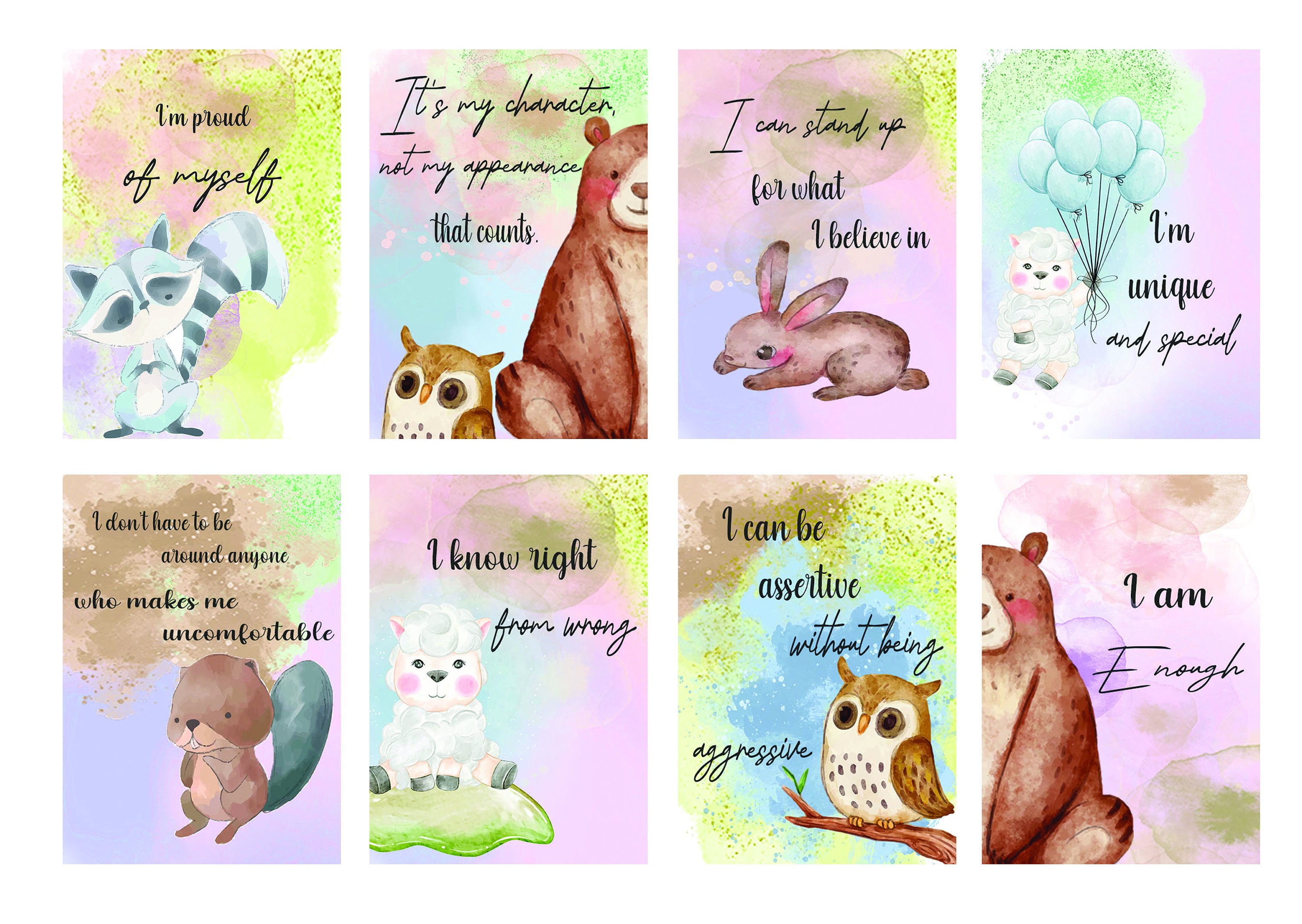 30 Positive Kids Affirmation Cards /animal Positive Kids Affirmation ...