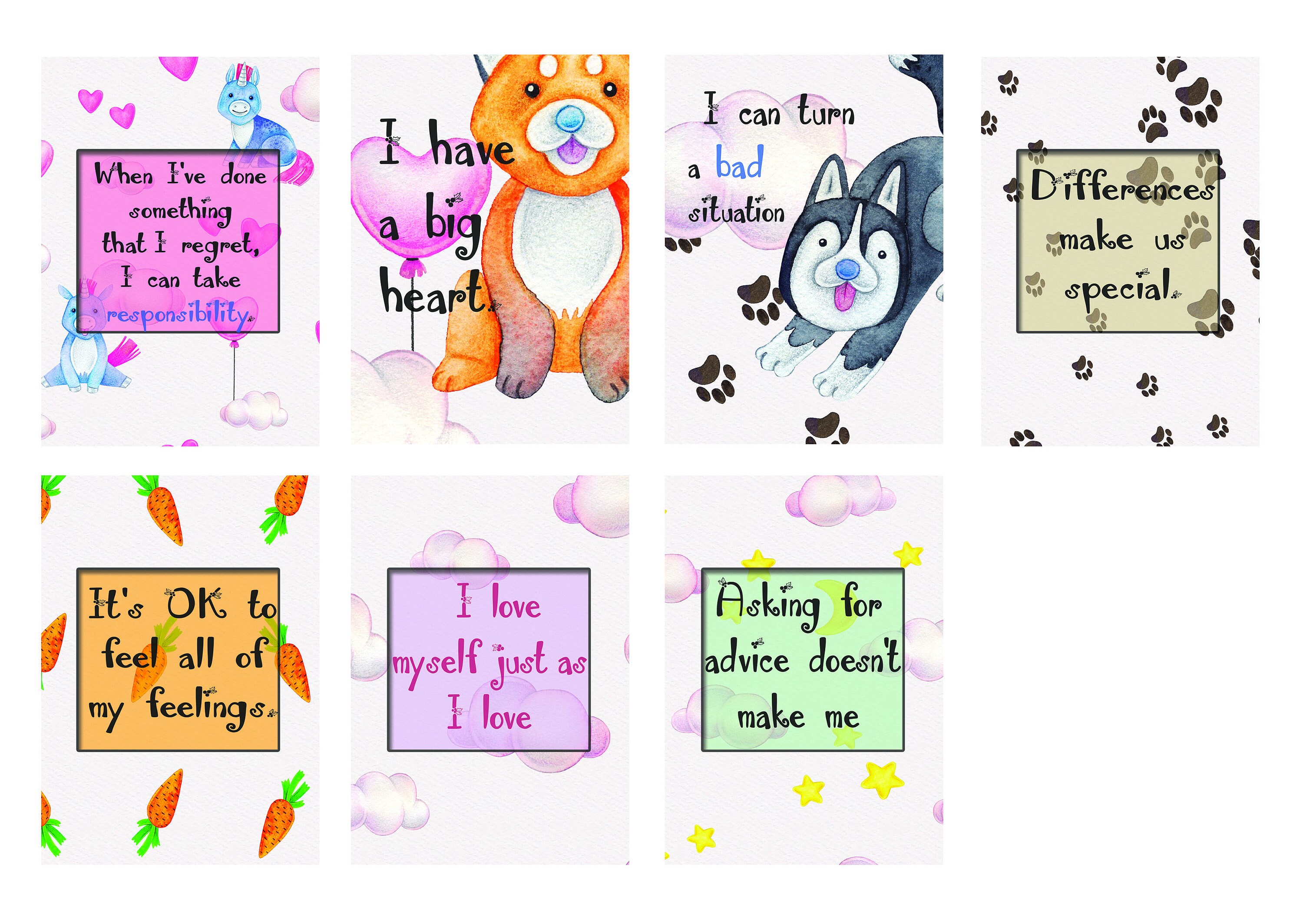 23 Positive Kids Affirmation Cards /animal Positive Kids Affirmation ...