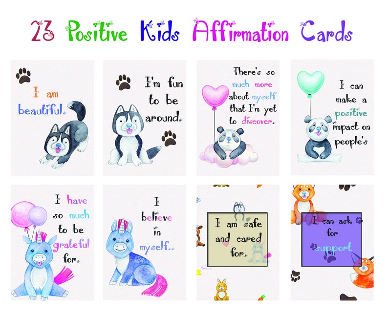 23 Positive Kids Affirmation Cards /animal Positive Kids Affirmation ...