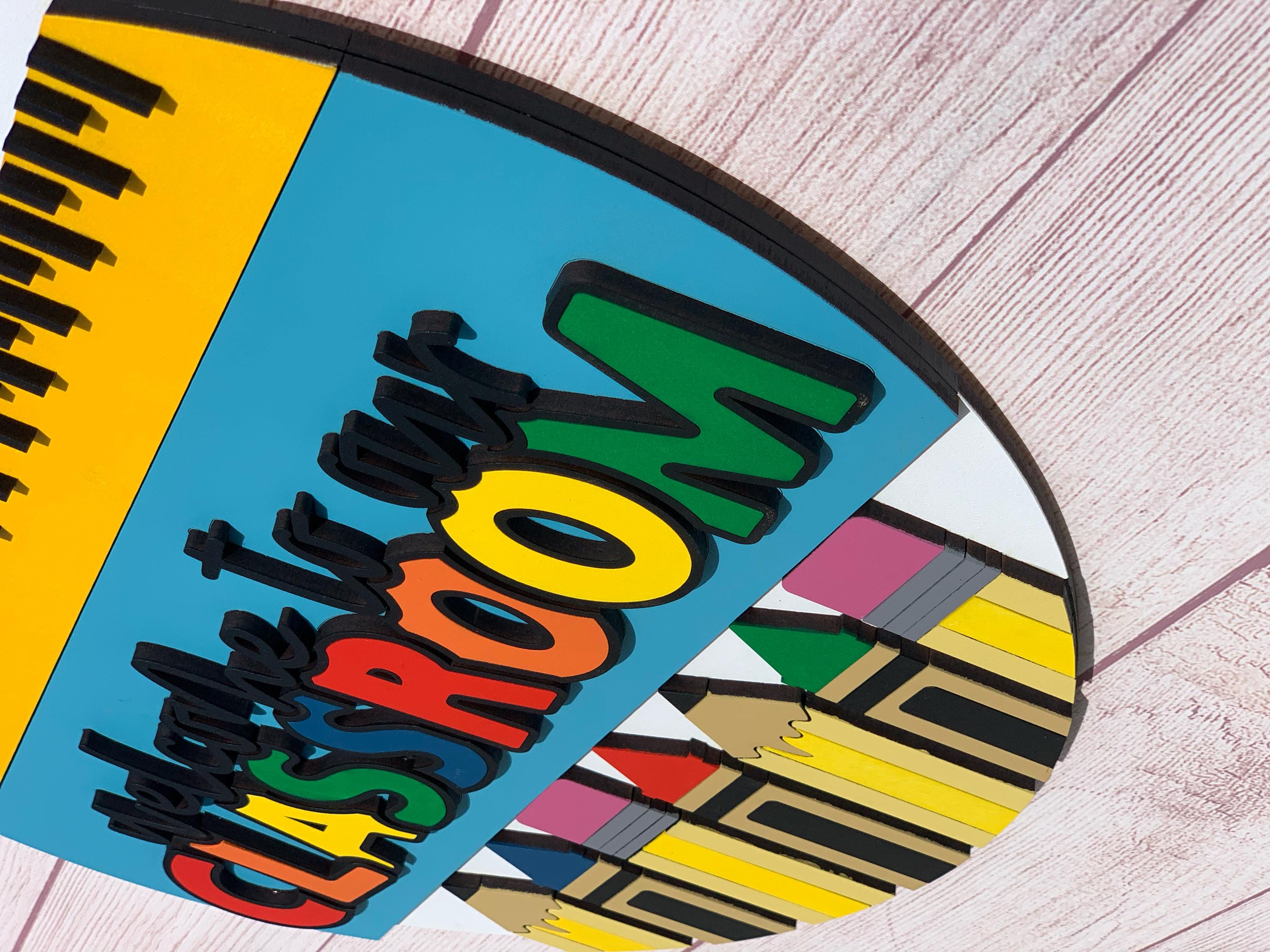 Layered 3D Door Hanger Back to School 18 Round Front Door Decor Teacher ...