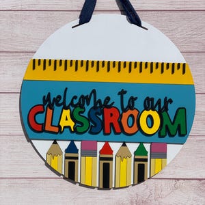 Layered 3D Door Hanger Back to School 18 Round Front Door Decor Teacher ...