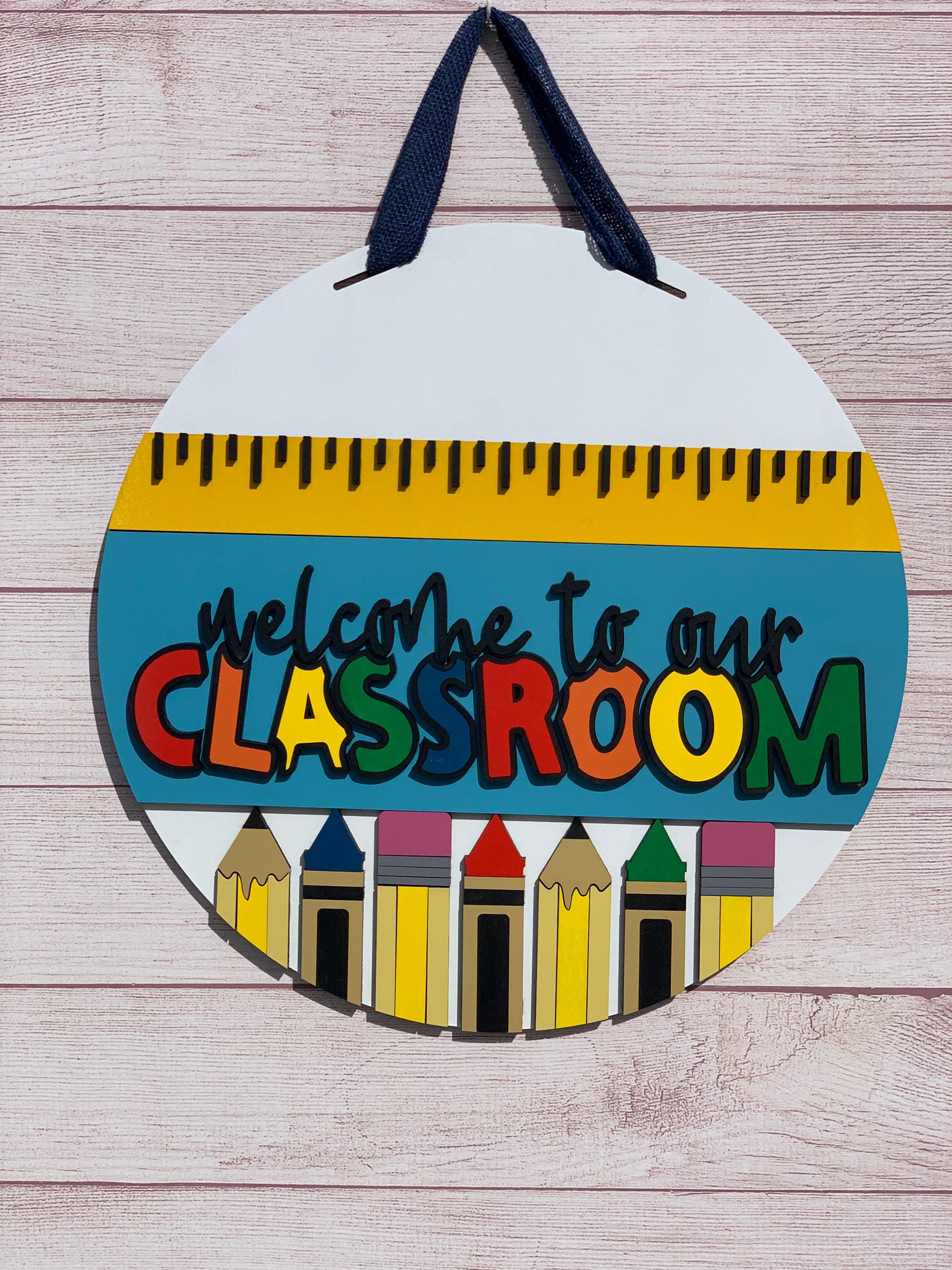 Layered 3D Door Hanger Back to School 18 Round Front Door Decor Teacher ...