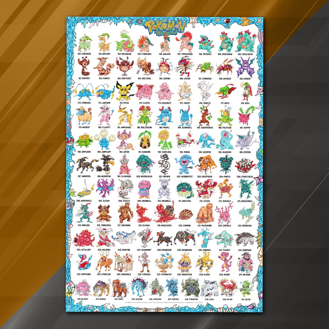 Classic Pokemon Reimagined Poster Gen II - Etsy