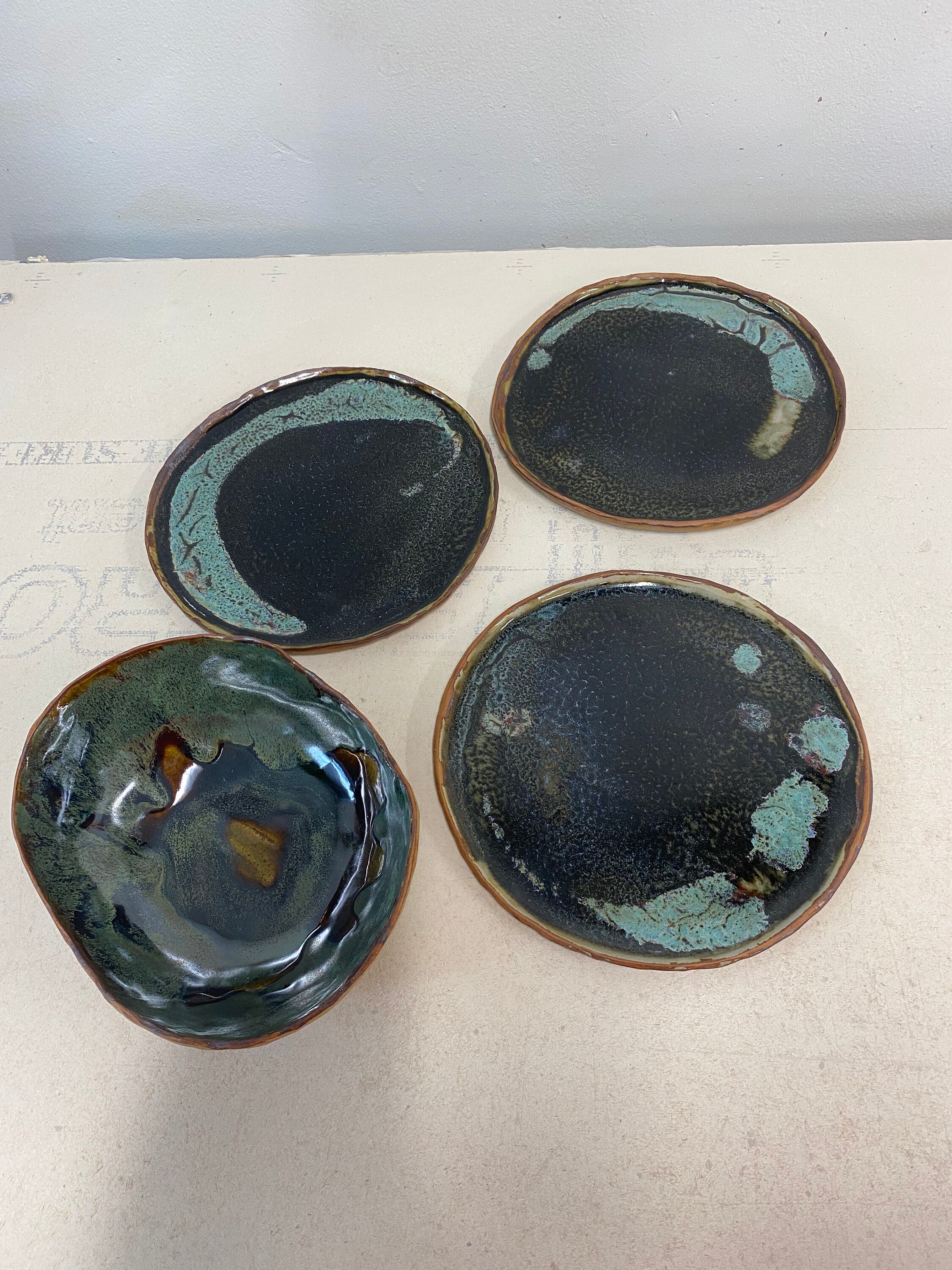 Stoneware Dinnerware Set 10 Inch Plates Handmade Ceramic Plates Rustic ...