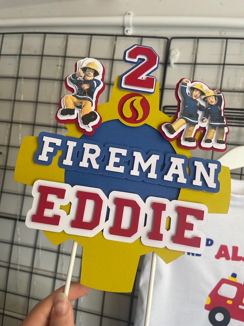 Personalised Fireman Sam Birthday Cake Topper - Etsy