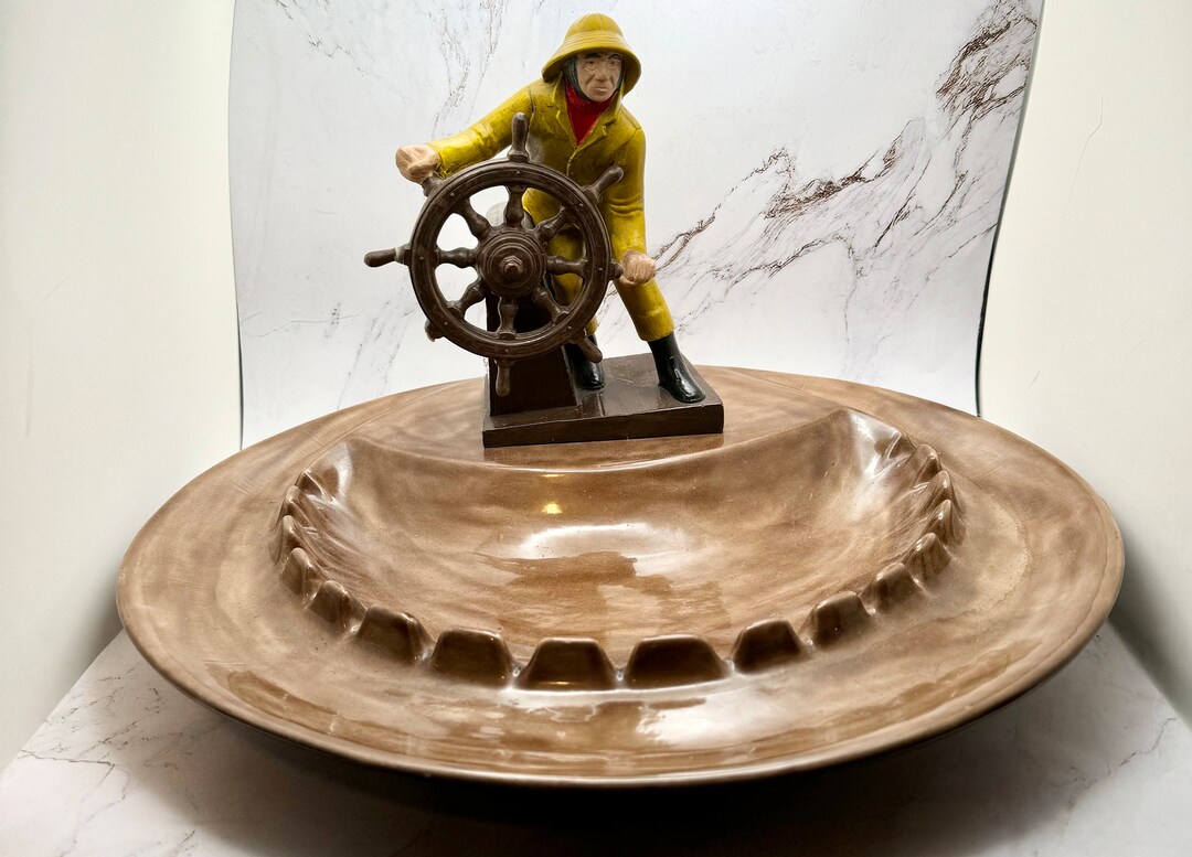 Vintage 1983 Hand-dated Nautical Ceramic Ashtray - Fisherman at the ...