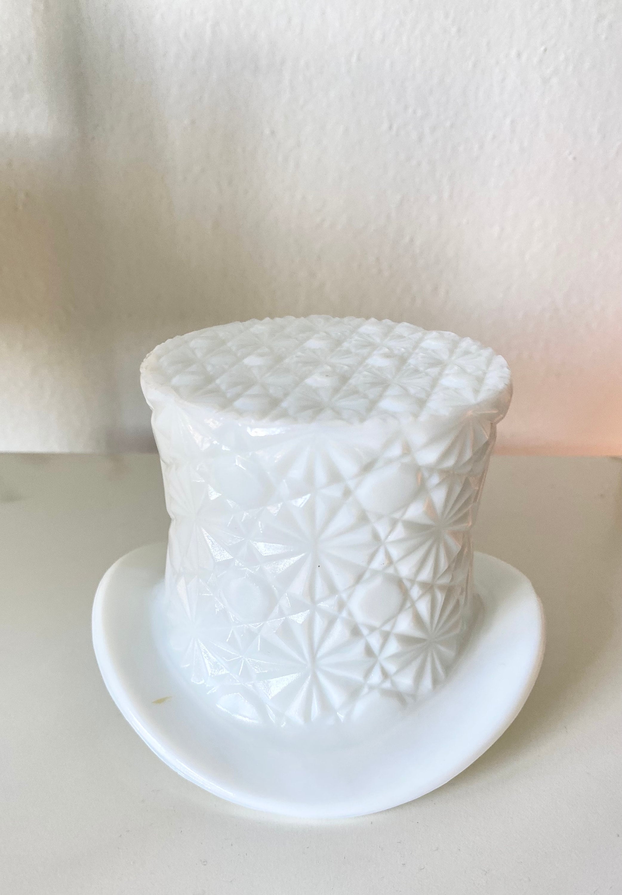 Vintage Indiana Glass Milk Glass Hat/dish/vase With Daisy/button ...