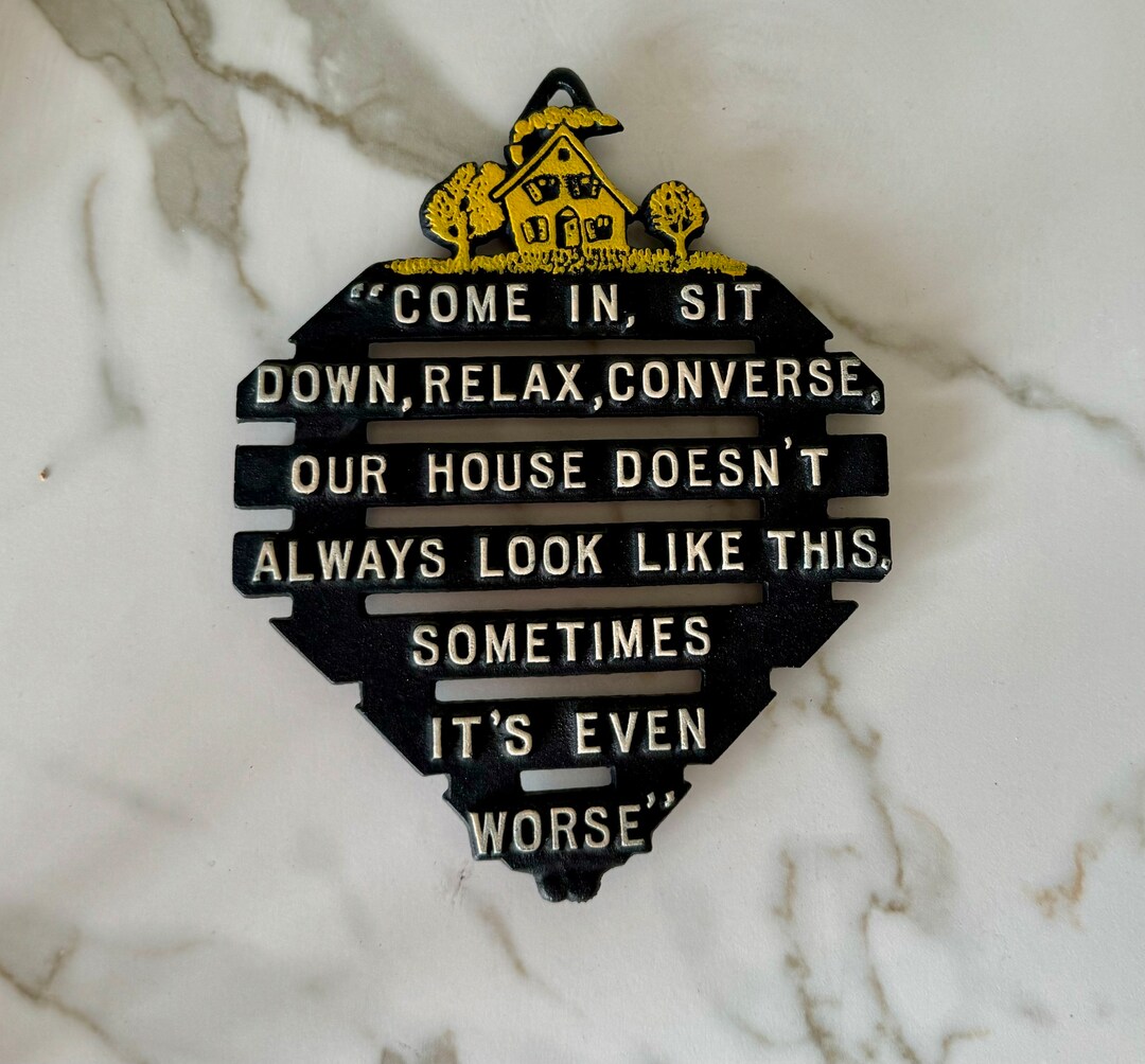 Vintage 1960s Funny Metal Trivet Amish Style Wall Hanging or Countertop ...