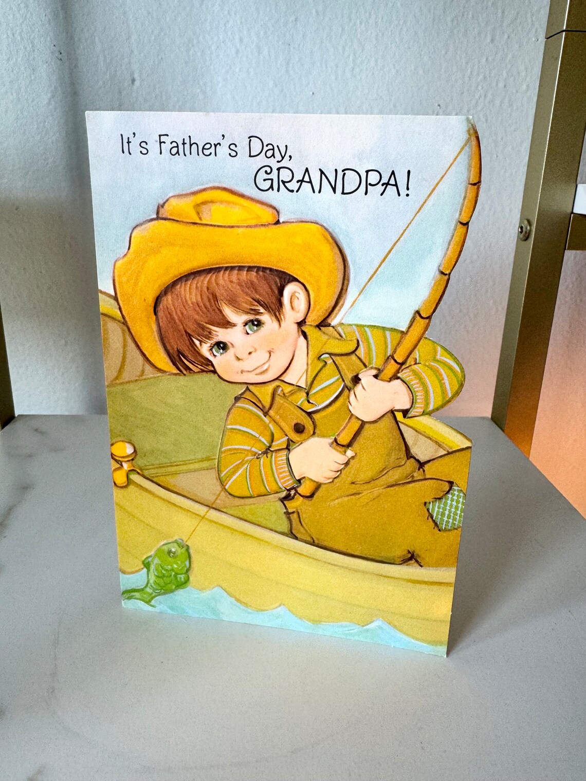 Vintage Fathers Day Card or Ephemera Cute Fishing Card for Grandpa Free ...