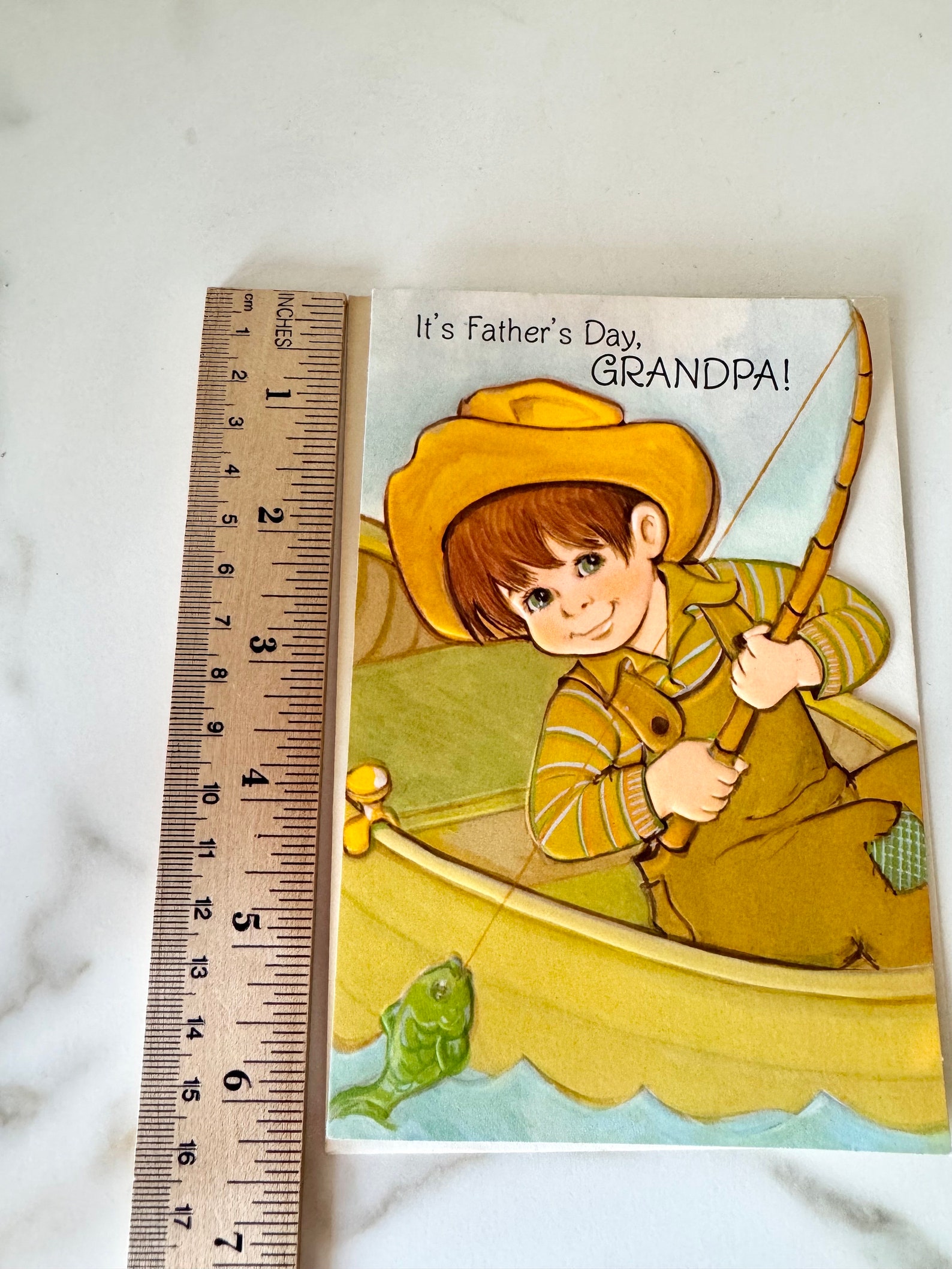 Vintage Father’s Day Card or Ephemera - Cute Fishing Card for Grandpa ...