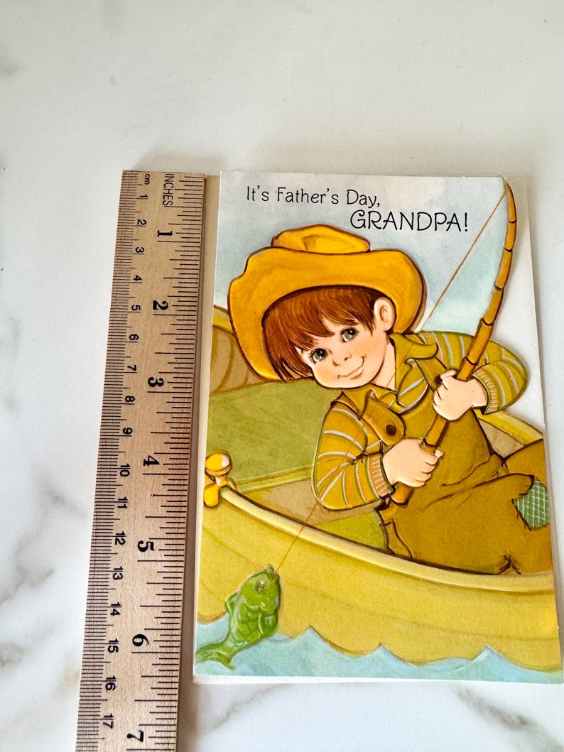 Vintage Father’s Day Card or Ephemera - Cute Fishing Card for Grandpa ...