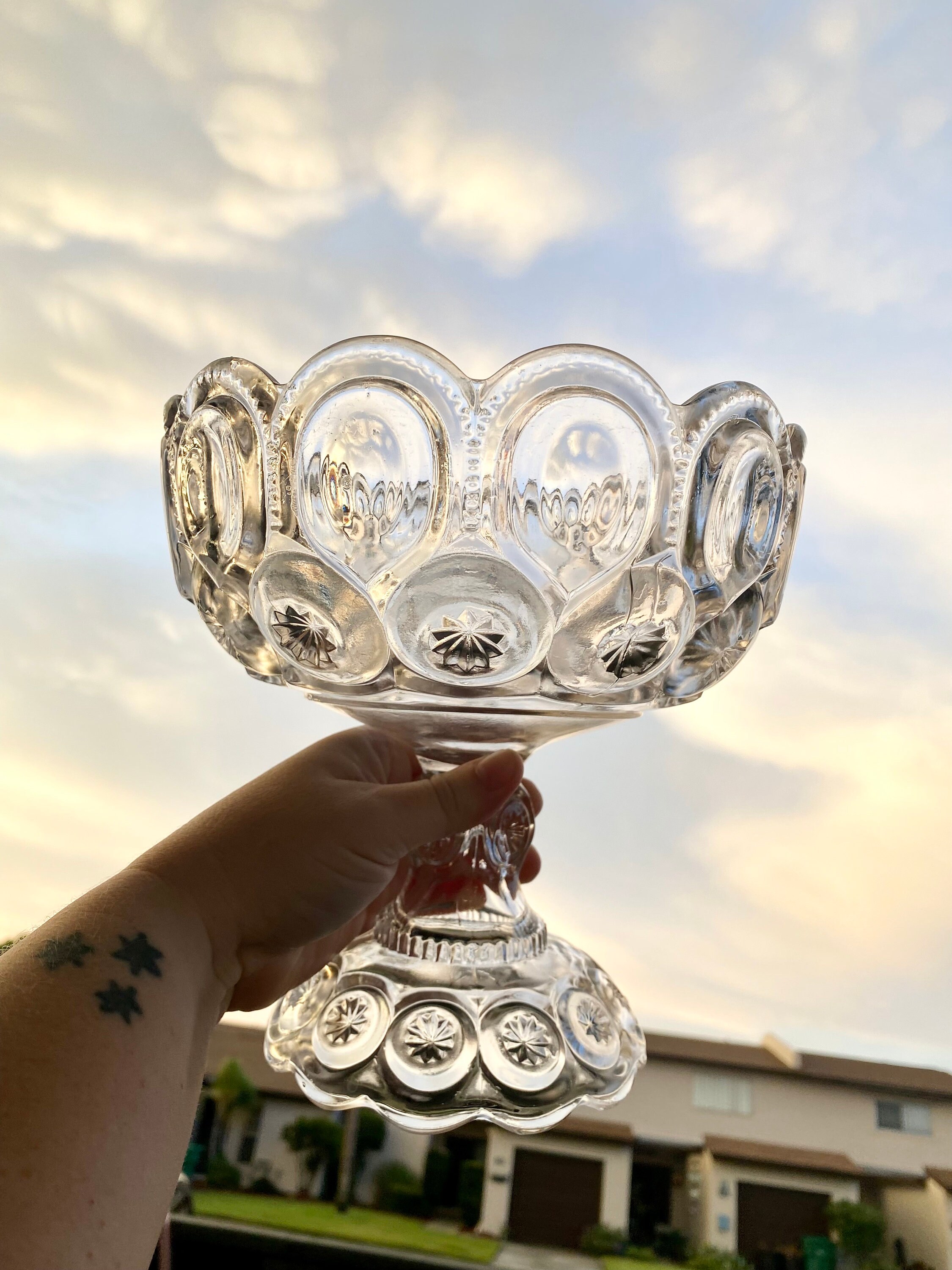 LE Smith Moon and Stars Clear Compote Collectible Glass Compote Combine ...