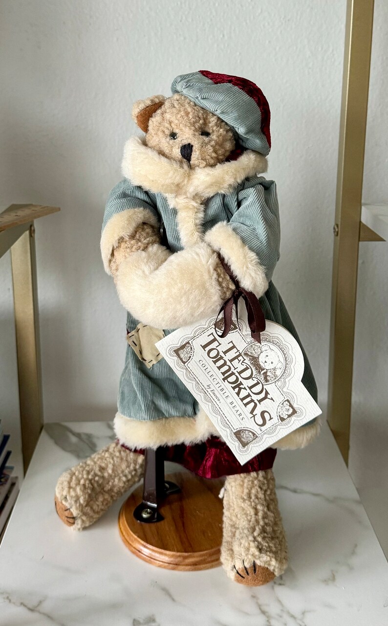 Enesco Teddy Tompkins perry Collectible Bear With Stand, Vintage 90s ...