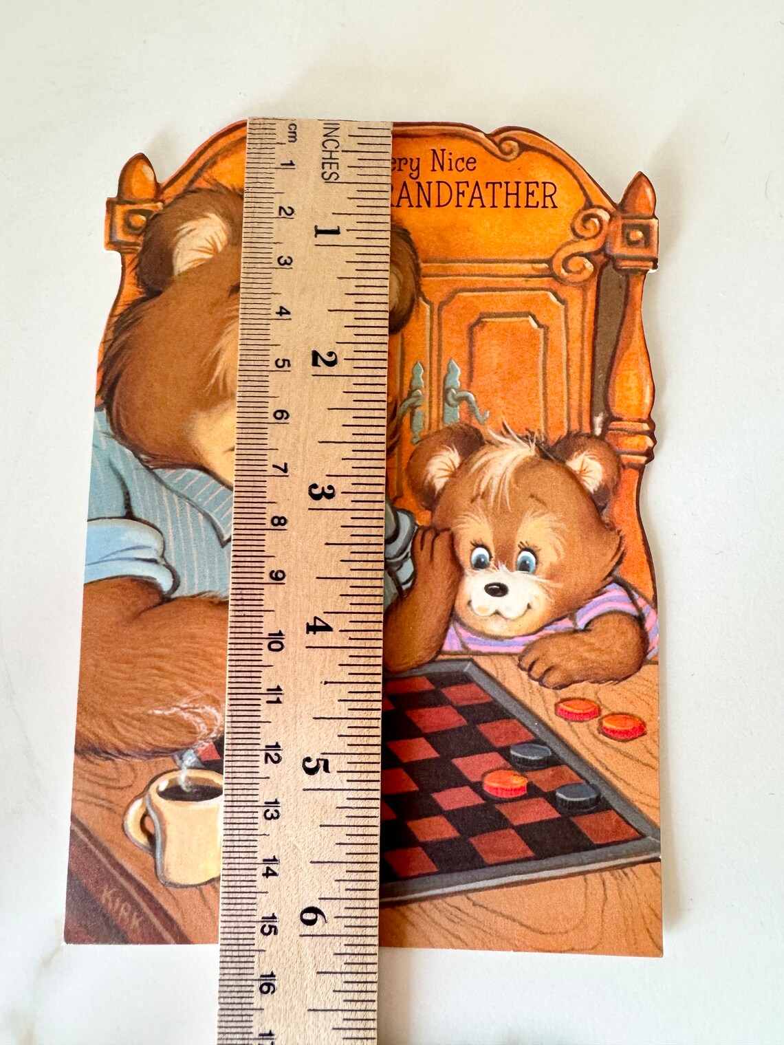Vintage Bear Fathers Day Card or Ephemera Cute Checkeds or Chess Card ...