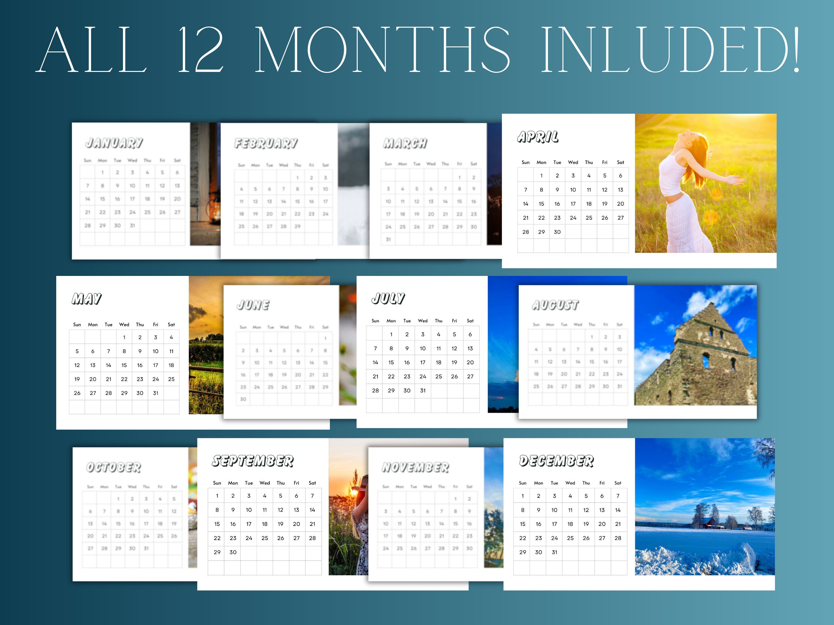 2024 Printable Calendar | Simple Calendar | sunday Start Calendar ...