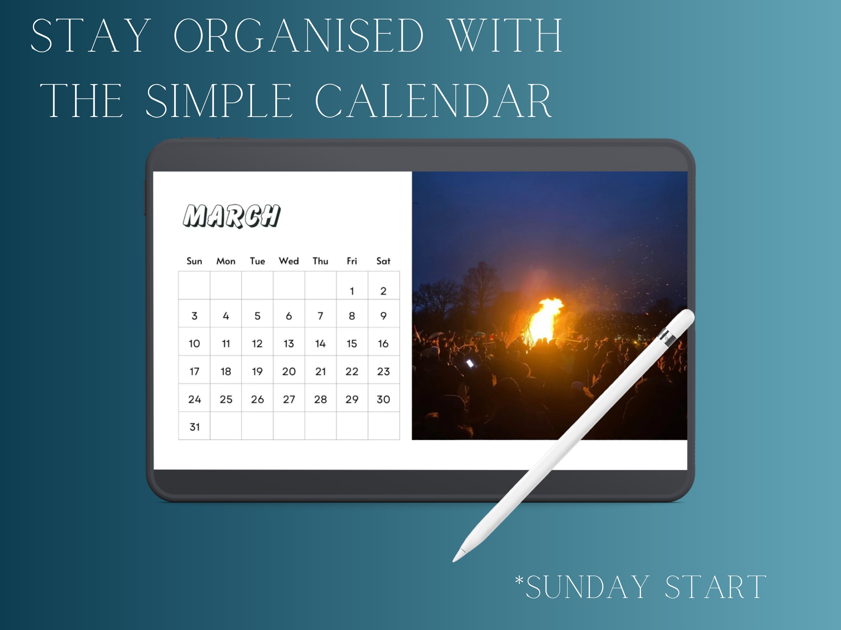 2024 Printable Calendar | Simple Calendar | sunday Start Calendar ...