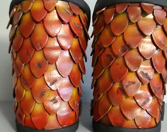 Two Tone Dragonscale Leather Bracers - Etsy