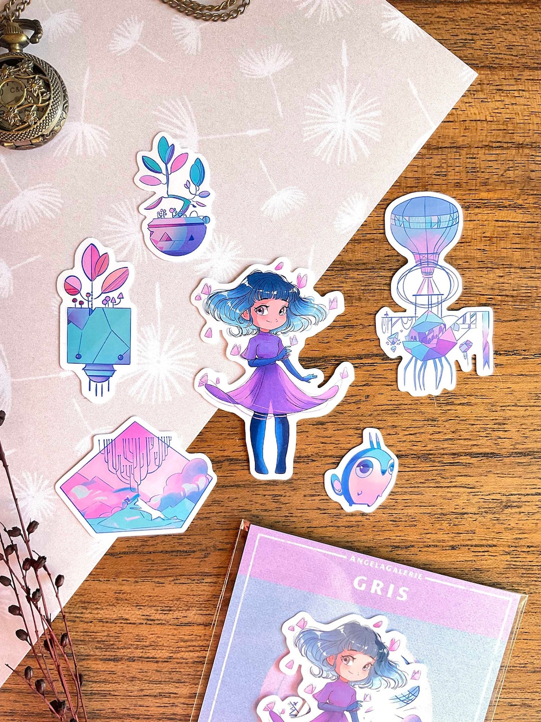 Pack of 6 Gray and Purple Girl Stickers / High Quality Printing ...