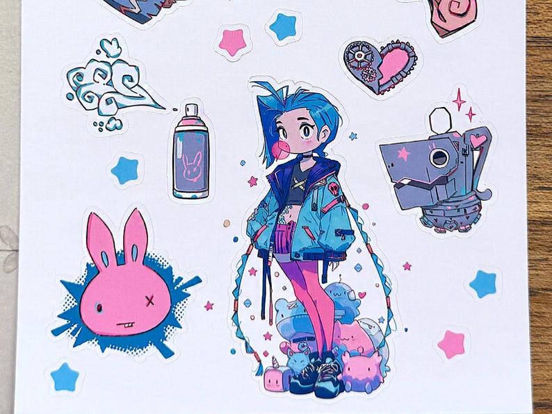 A6 Sheet Stickers Steampunk Chibi Jinx Girl: Arcane Inspiration ...