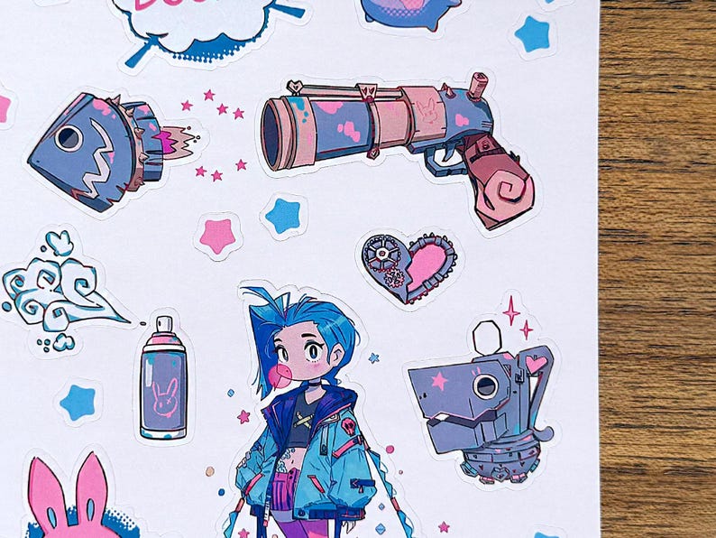 A6 Sheet Stickers Steampunk Chibi Jinx Girl: Arcane Inspiration ...