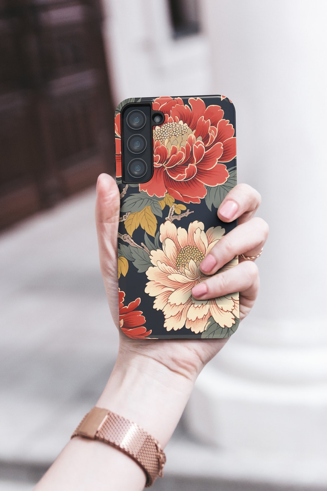 Antique Flower Pattern Tough Phone Case for Samsung Galaxy 23 Ultra ...