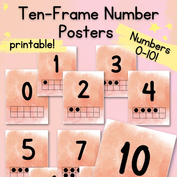 Number Posters With Ten Frame - Etsy