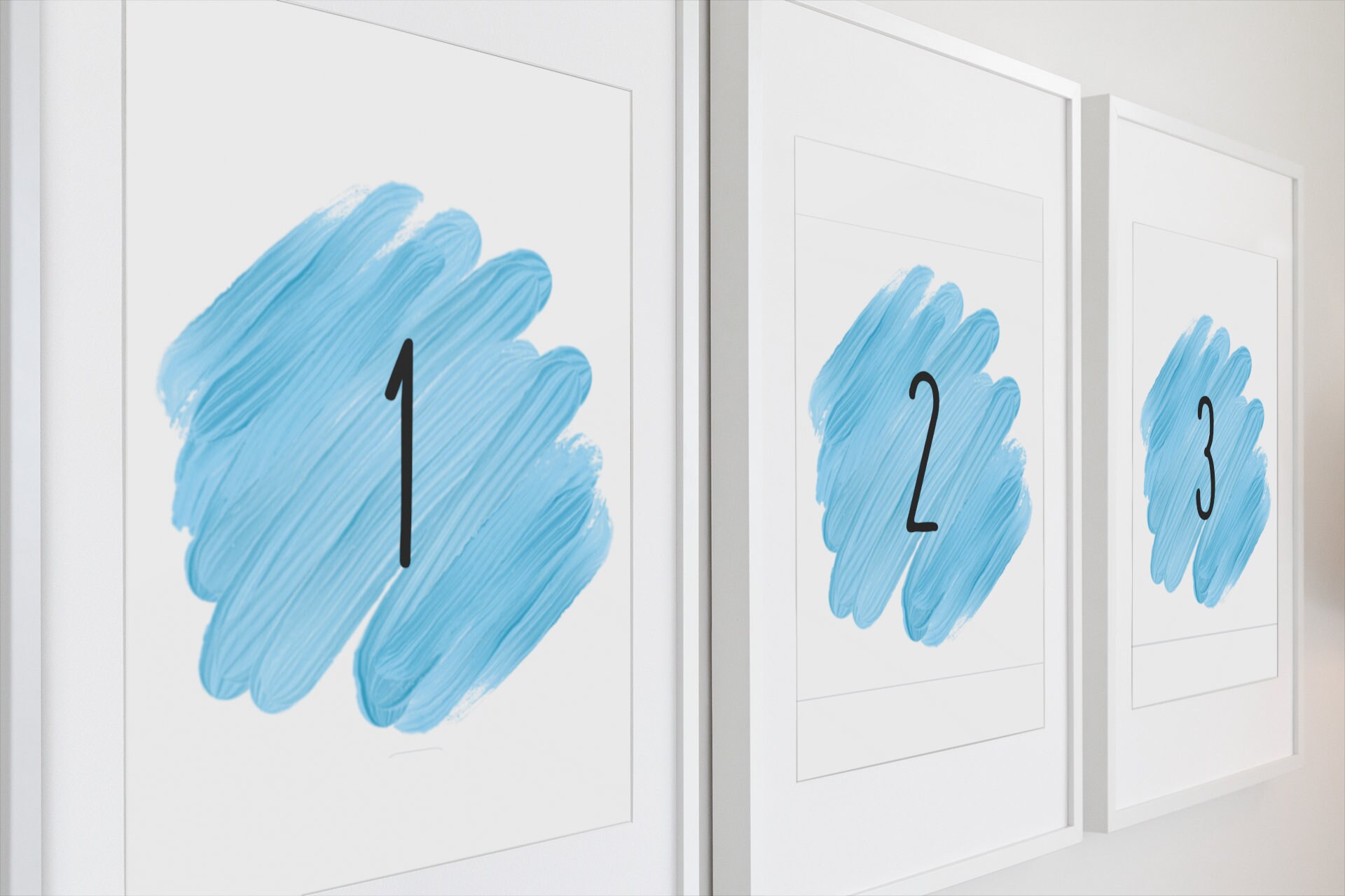 Printable Number Posters Blue Brush Stroke Classroom Decor Number Line ...
