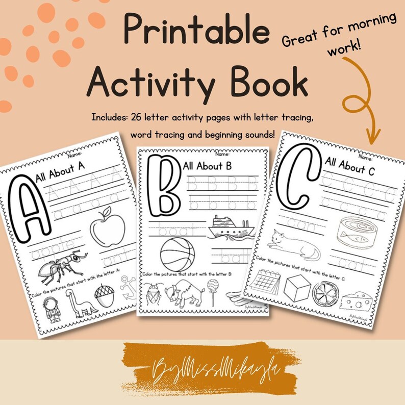 26 Printable Alphabet Letter Tracing Worksheets | Digital Download | - Etsy