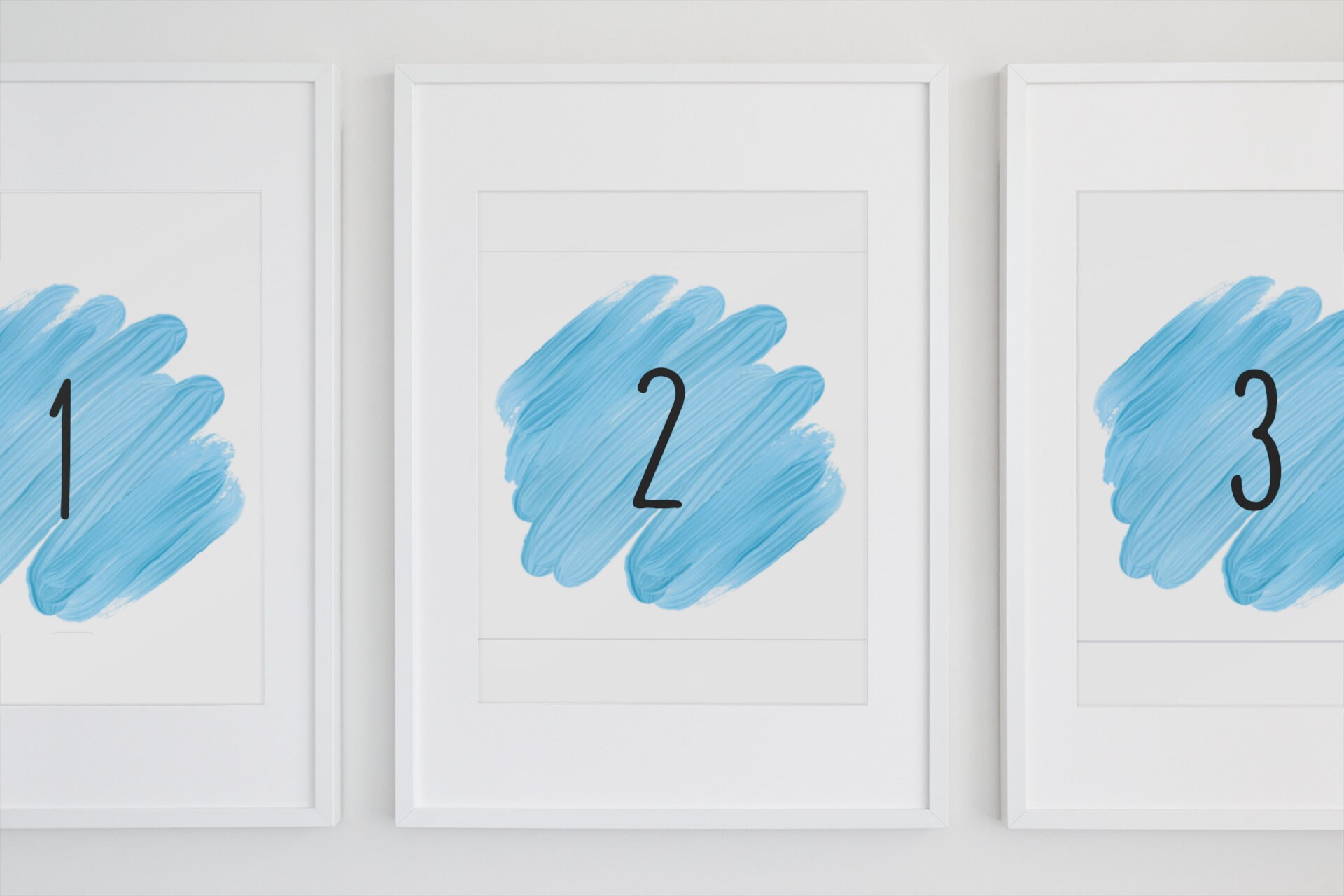 Printable Number Posters Blue Brush Stroke Classroom Decor Number Line ...