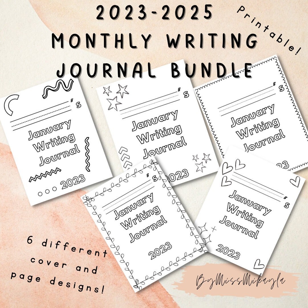 Printable Monthly Writing Journal Bundle | 2023-2025 | Writing Paper ...