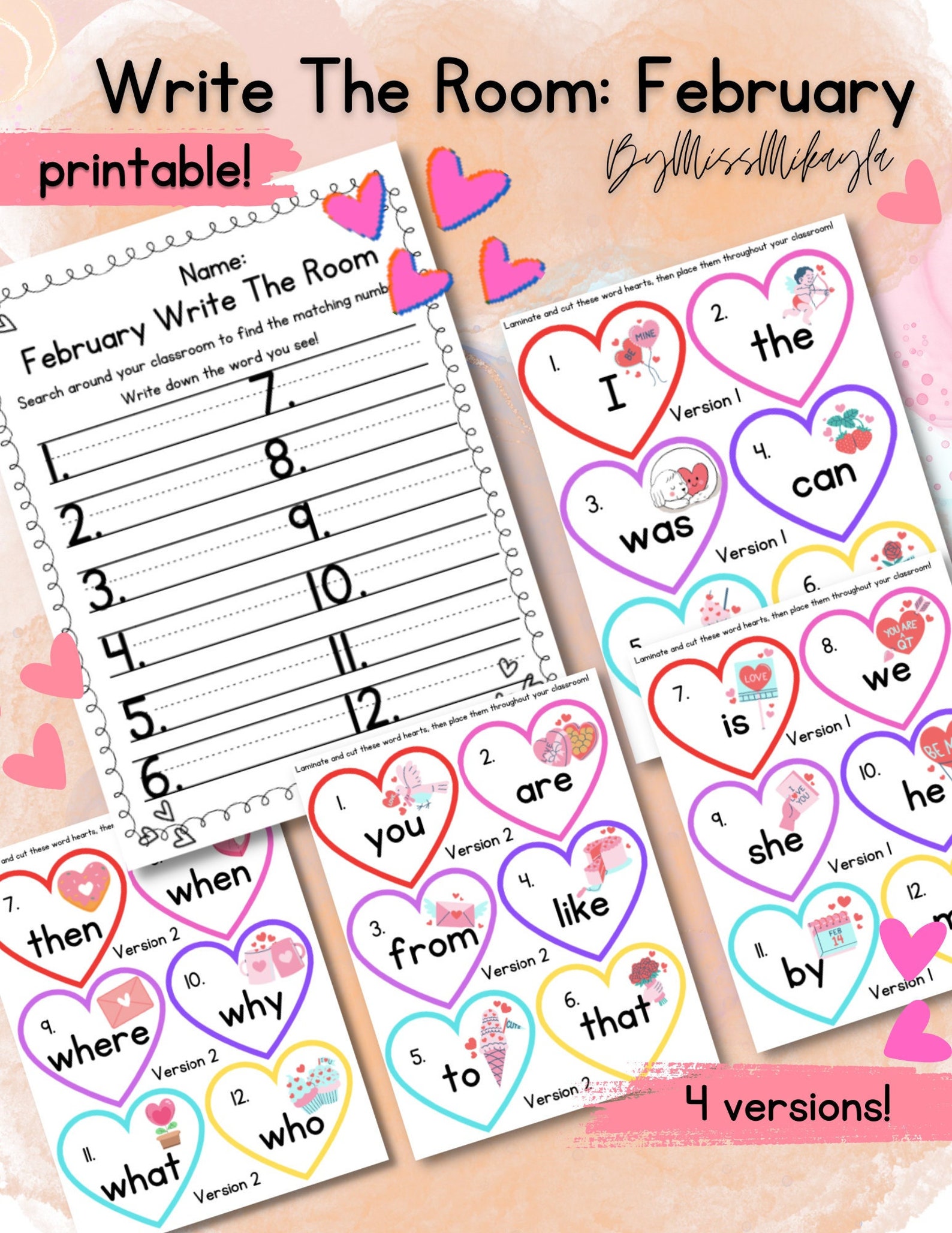 Printable Write the Room: February - Etsy
