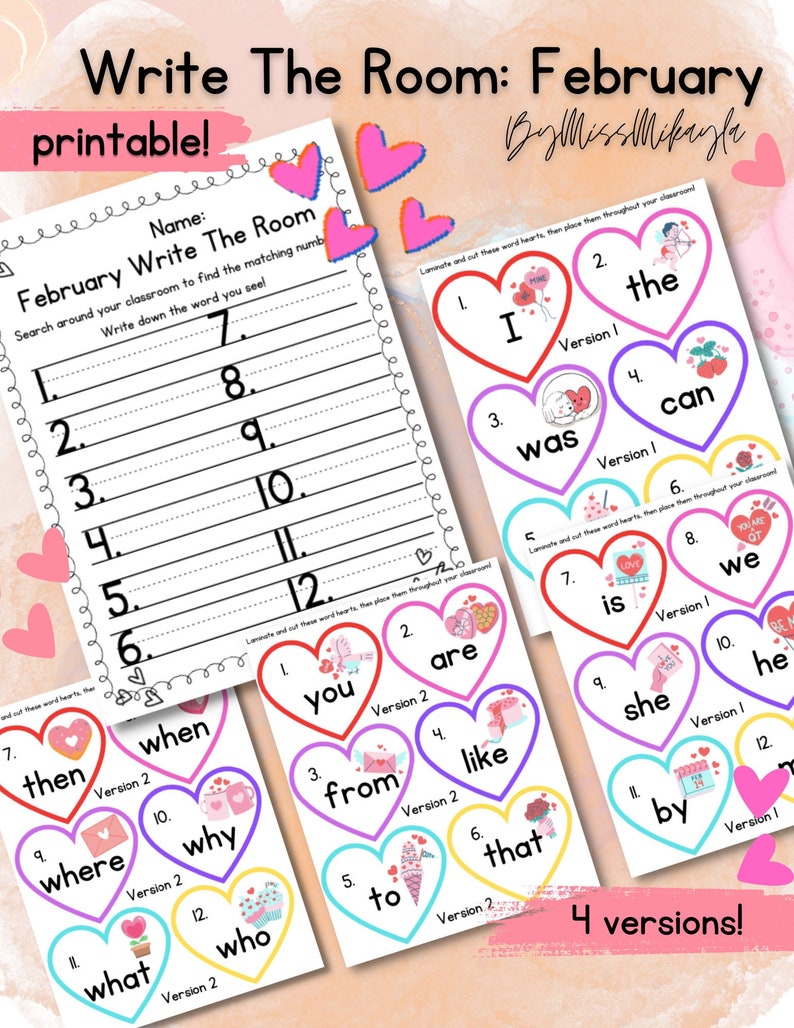 Printable Write the Room: February - Etsy