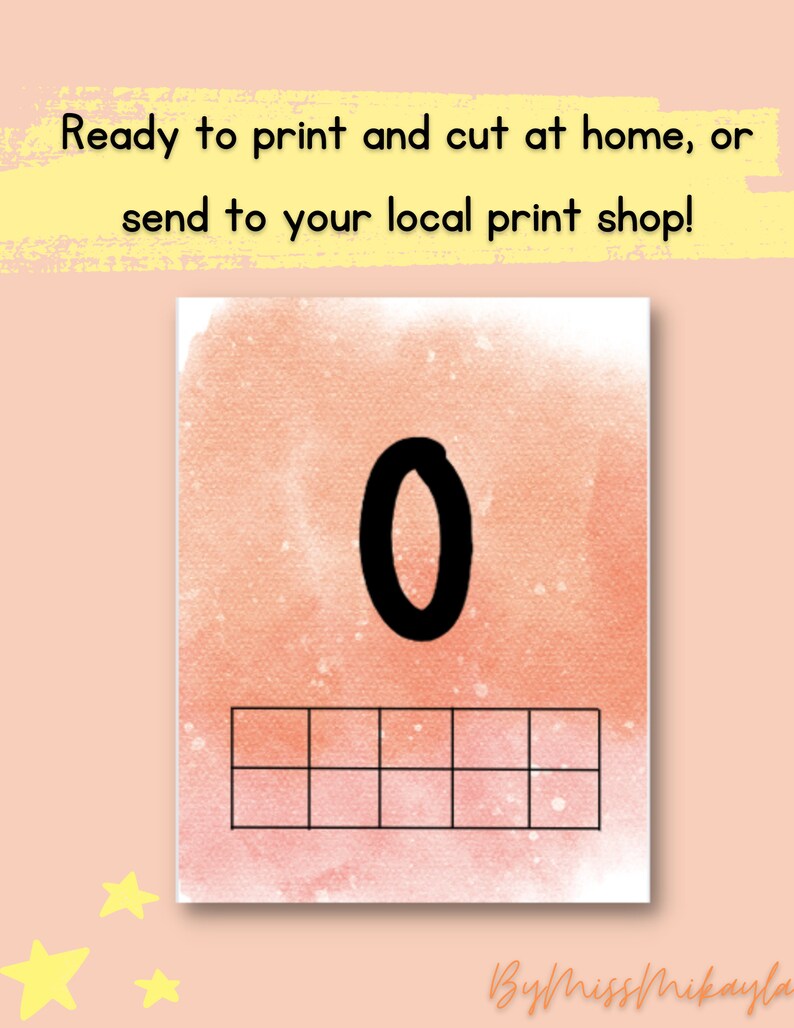 Classroom Number Posters | Numbers 0-10 | Ten-frame | Orange Watercolor ...