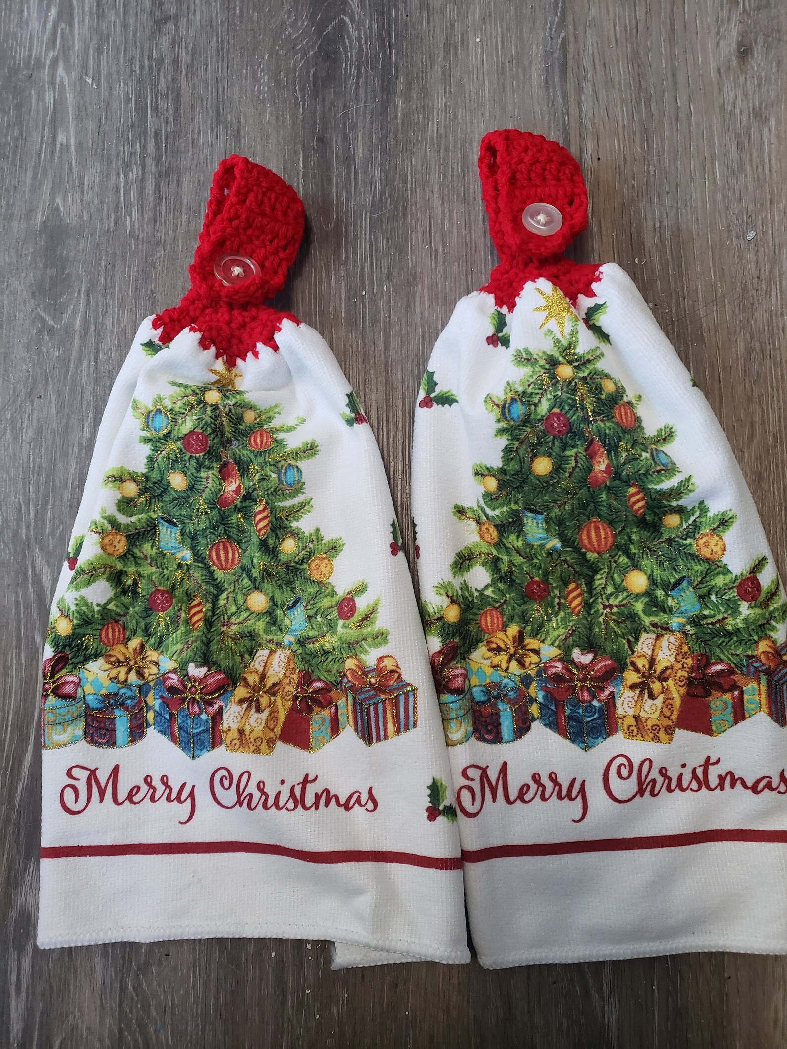 Christmas Tree Towels With Hand Crocheted Topper - Etsy