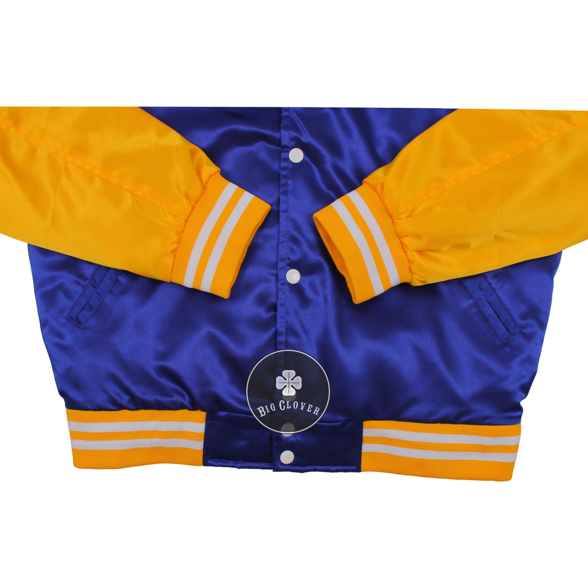 Handmade Royal Blue & Gold Yellow Satin High School Letterman Baseball ...