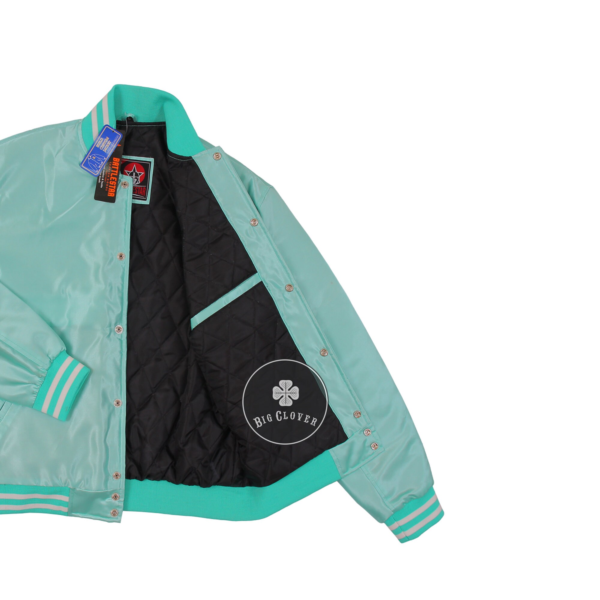 Handmade Turquoise Satin High School Letterman Baseball Bomber Varsity ...