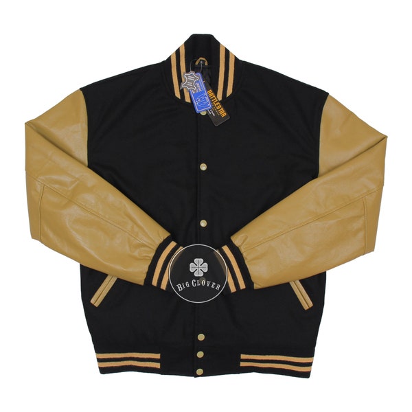 Tan and Black Lettermans Jacket - Etsy
