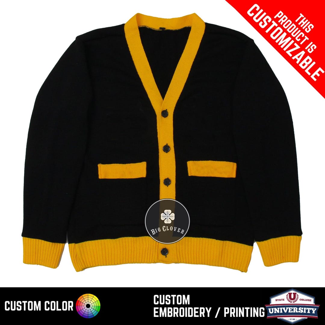 Personalized Embroidered Knit Cardigan: School Letterman Sweater - Etsy