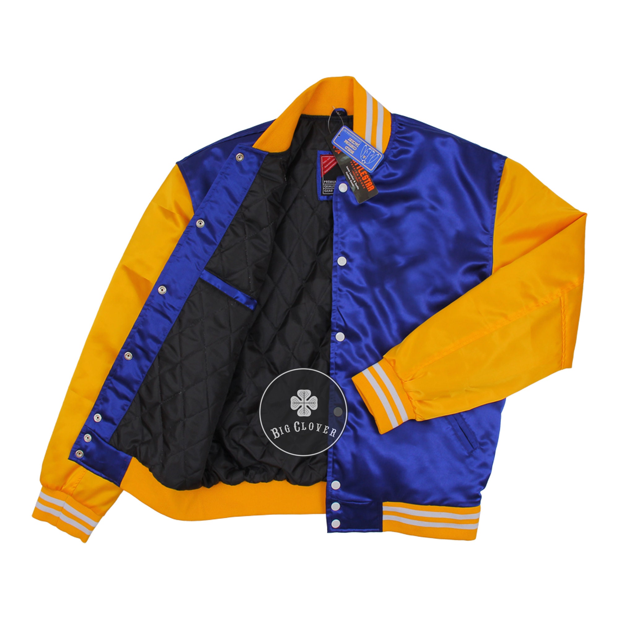 Handmade Royal Blue & Gold Yellow Satin High School Letterman Baseball ...