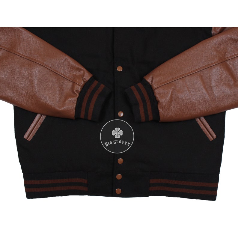 Handmade Black Wool Body Brown Cowhide Leather Sleeves Personalized ...