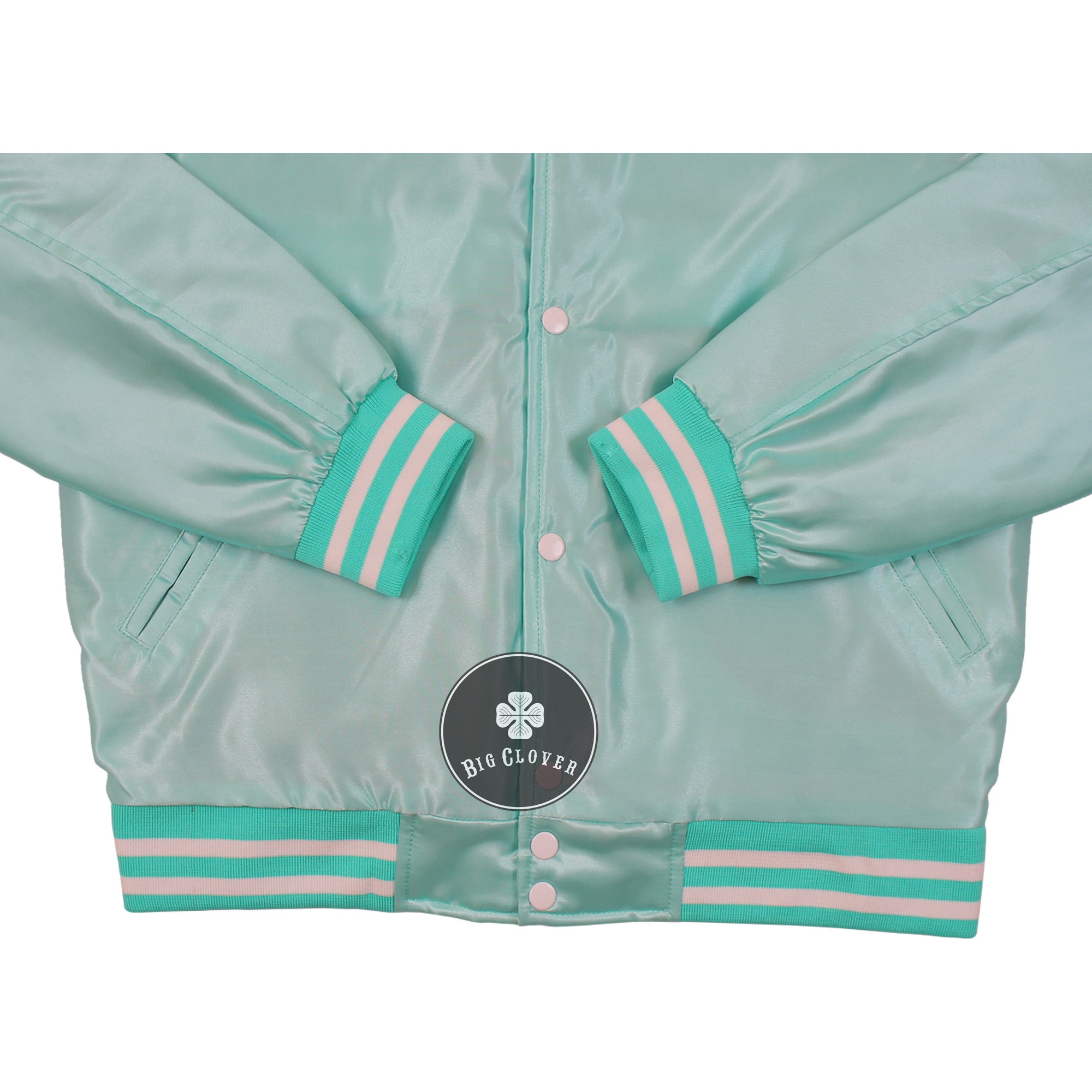 Handmade Turquoise Satin High School Letterman Baseball Bomber Varsity ...