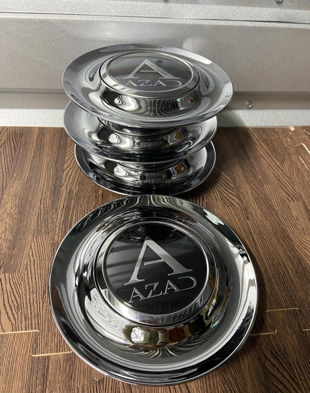 4 X Chrome Wheel Floating Center Caps Big Cap Xl Cap Silver for Azad 7. ...