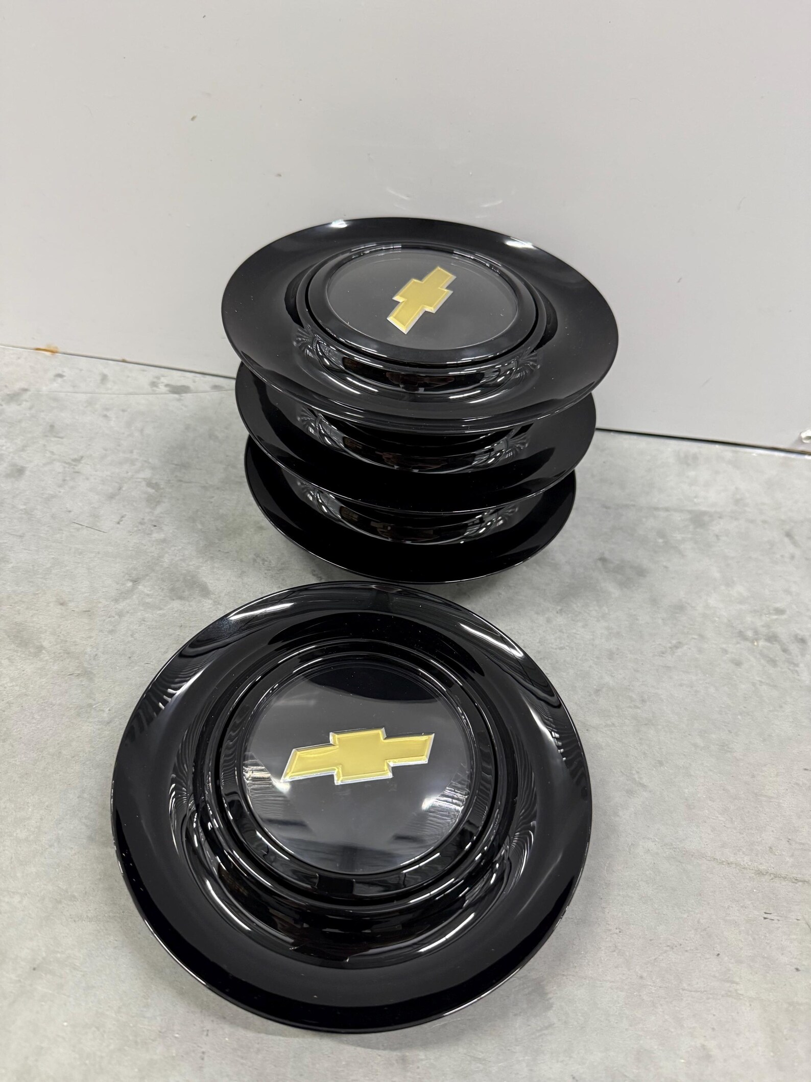 4 Black Floating Center Caps XL Rim for Chevrolet Emblem 7.2 in 182 Mm ...