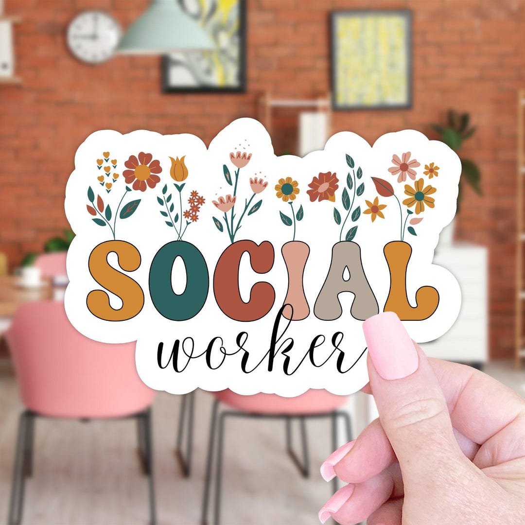 Floral Social Worker Sticker Gift, Wildflowers Social Worker Laptop ...