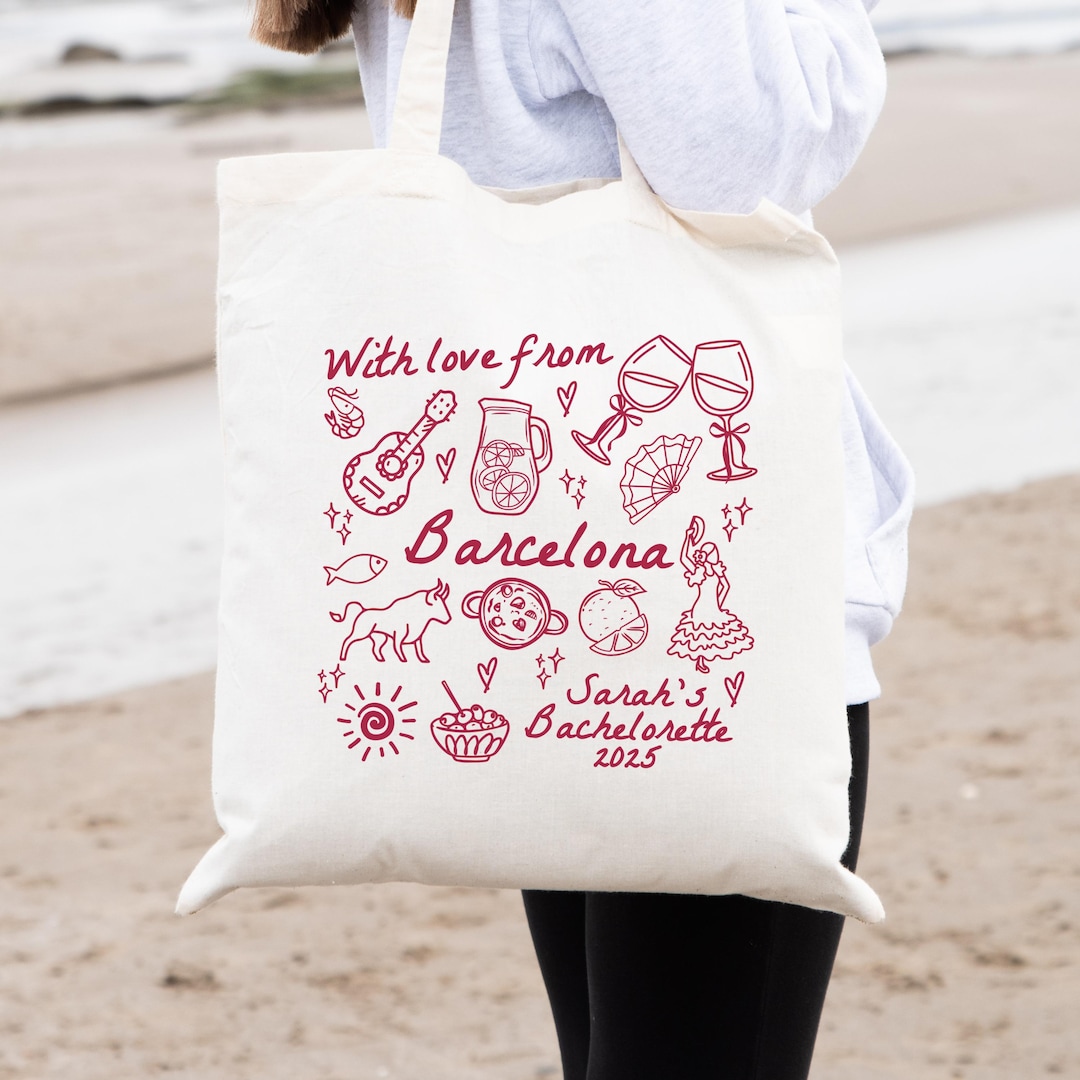 Barcelona Bachelorette Tote Bag Gift, Spain Bachelorette Party Favor ...