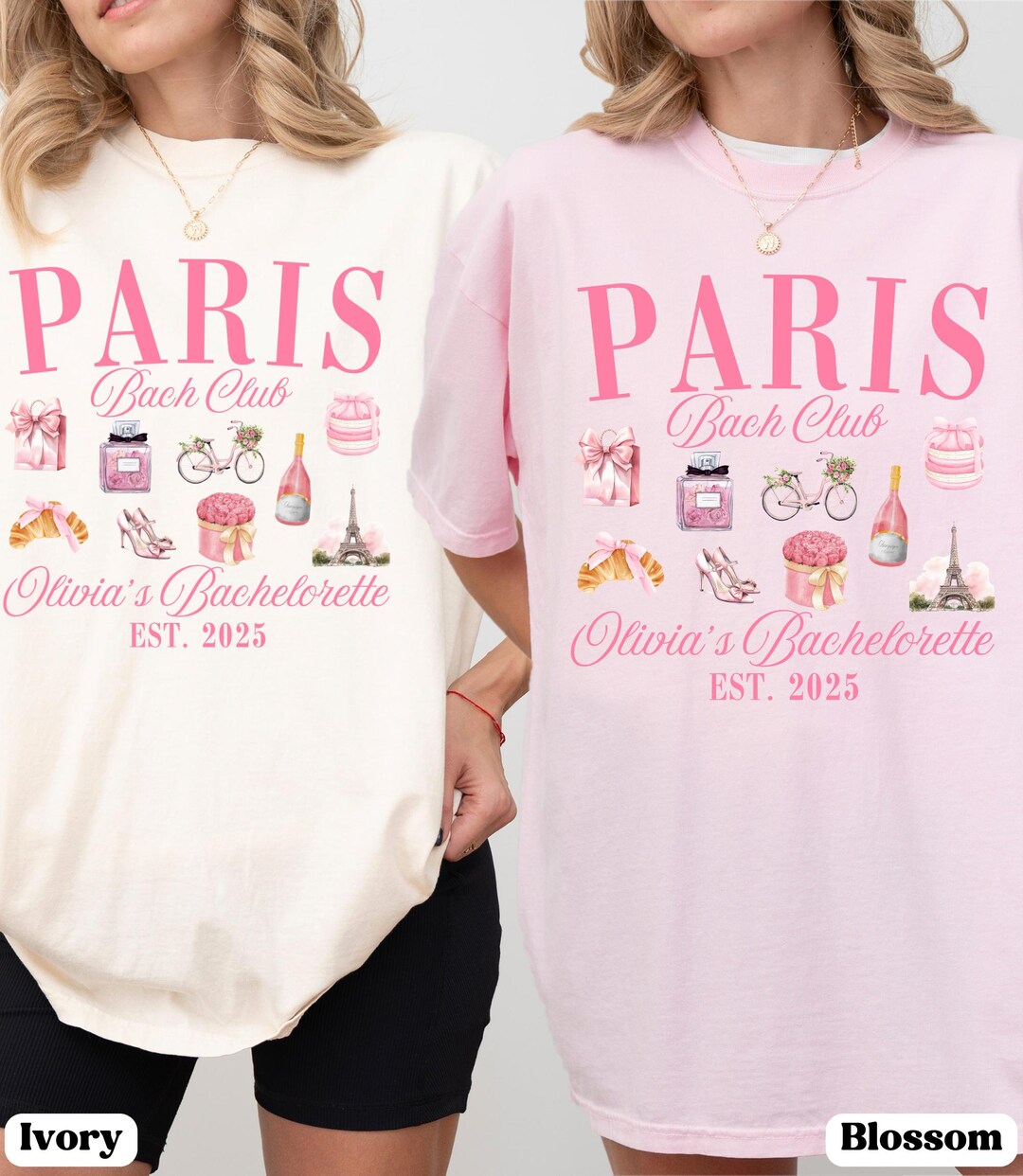 CUSTOM Pink Paris Bachelorette Comfort Colors® Shirt,personalized Paris ...
