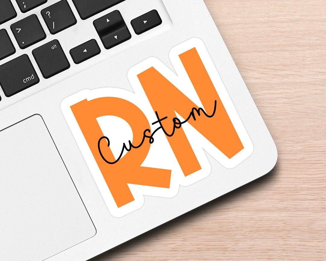 Personalized RN Sticker Gift, Custom Registered Nurse Laptop Sticker ...
